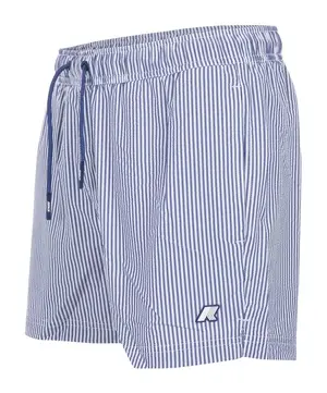 K-WAY Logo Patch Striped Swim Shorts