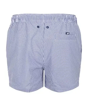 K-WAY Logo Patch Striped Swim Shorts