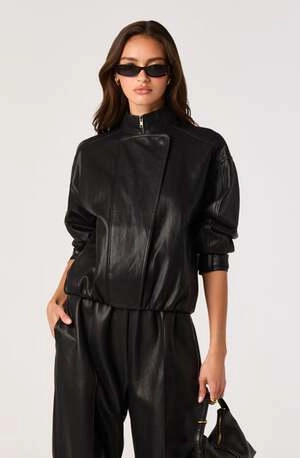Astr The Label Jett Faux Leather Moto Jacket - Black