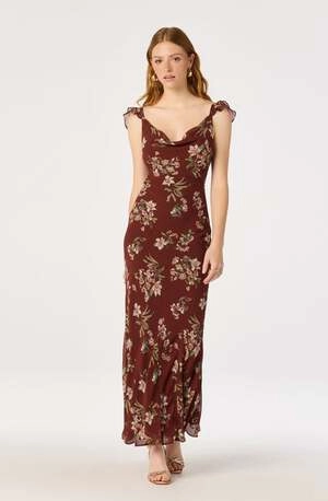 Astr The Label Denisse Floral Maxi Dress - Rust Floral