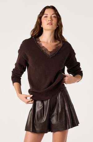 Astr The Label Atherton Faux Leather Pleated Shorts