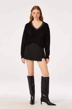 Astr The Label Tessa Slit-front Mini Skort - Black