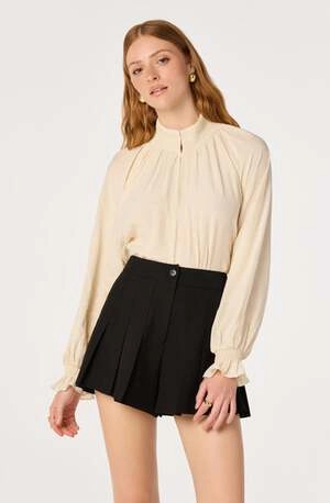 Astr The Label Paola Pleated High-rise Mini Shorts - Black