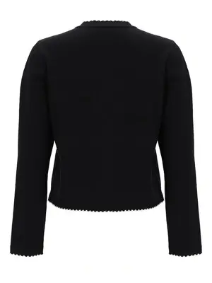 Tory Burch Kendra Cardigan With Scalloped Trim - Black