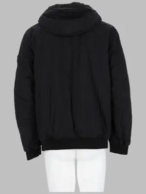 Stone Island Hooded Bomber Jacket With Logo Patch