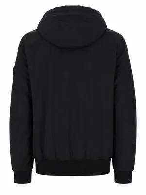 Stone Island Hooded Bomber Jacket With Logo Patch