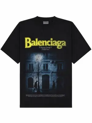 Balenciaga T-shirt Con Stampa - Black