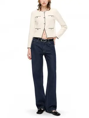 Tory Burch Kendra" Cardigan With Scalloped Trim - Ivory
