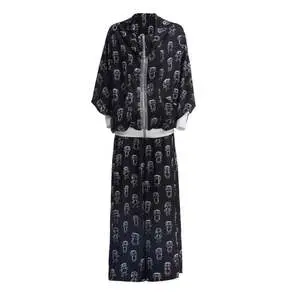 JULIA ALLERT Art Print Bomber Jacket And Wide-leg Palazzo Co-ord Set