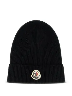 Moncler Logo Wool Beanie - Black