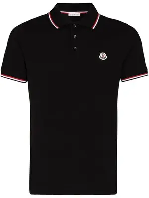 Moncler Logo Cotton Polo Shirt - Black