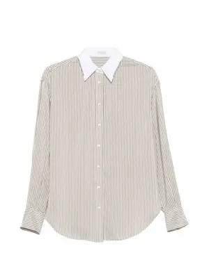 Brunello Cucinelli Striped Silk Shirt - White