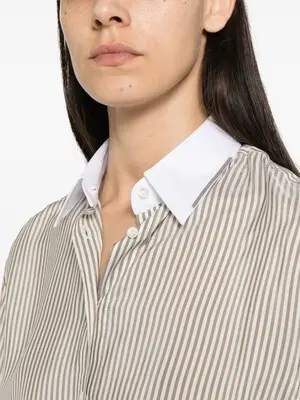 Brunello Cucinelli Striped Silk Shirt - White