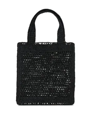 Chloé Raffia Tote Bag With Gold Tone Hardware - Black