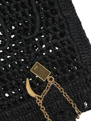 Chloé Raffia Tote Bag With Gold Tone Hardware - Black