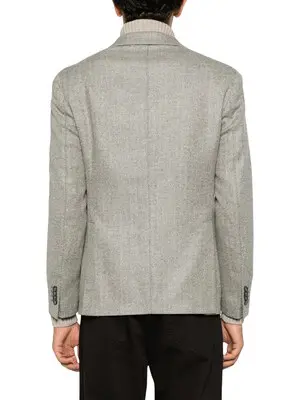 LUIGI BIANCHI Herringbone-pattern Single-breasted Blazer
