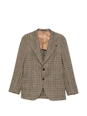GABRIELE PASINI Check-pattern Peak-lapels Blazer - Beige