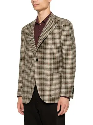 GABRIELE PASINI Check-pattern Peak-lapels Blazer