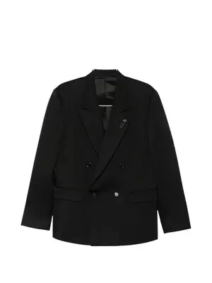 LARDINI Double-breasted Peak-lapel Blazer - Black