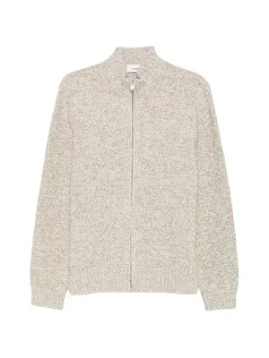 LARDINI Zip-up Marl-knit Cardigan - Beige