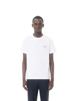Valentino Garavani Cotton T-shirt With Vlogo Embroidery