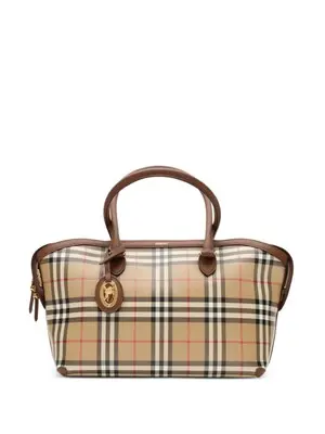 Burberry Checked Small Tote Bag - Beige