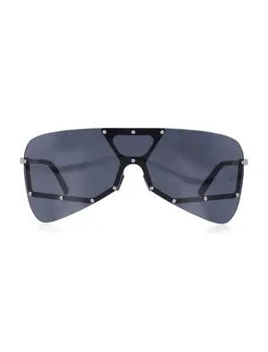 Rick Owens Avant-garde Tower Shield Sunglasses With Oversized Wraparound Silhouette - Argento