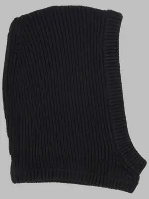 Rick Owens Ribbed Knit Cashmere Blend Hood - Black