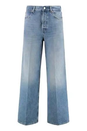 Gucci Wide-leg Jeans With Back Leather Logo Tag - Denim