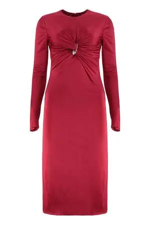 Versace Gathered Front T-shirt Dress With Decorative Brooch