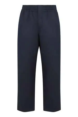 Bottega Veneta Silk & Cotton Twill Wide-leg Trousers With Elasticated Waist - Blue
