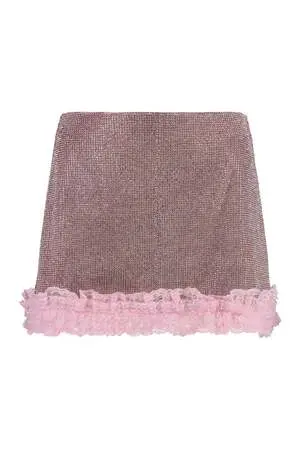 SELF-PORTRAIT X Christopher Kane Embellished Mini Skirt With Lace Trimming
