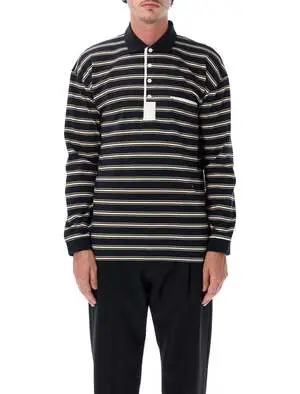 Bottega Veneta Striped Long Sleeve Polo Shirt - Bianco