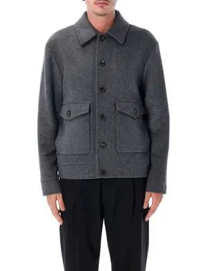 Valentino Garavani Wool And Cashmere Blend Shirt Jacket - Grigio