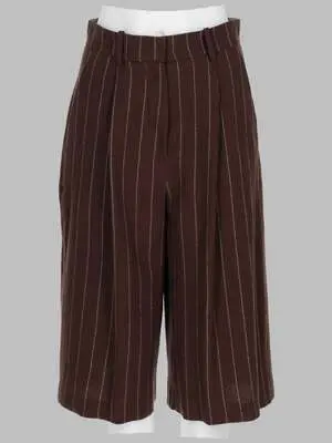 ALYSI Pinstriped High-waist Pleated Shorts - Brown