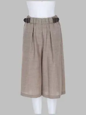 ALYSI Belted Pleated Wide-leg Shorts - Beige