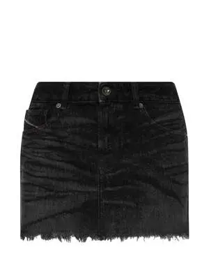 DIESEL® Denim Mini Skirt With Side Pockets And Frayed Hem