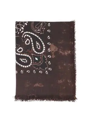 Destin Bandana Print Wool Scarf - Brown