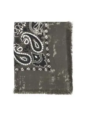 Destin Printed Fringe Scarf - Green