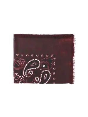 Destin Paisley Fringe Scarf - Red