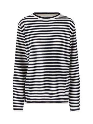 Extreme Cashmere Striped Cotton-cashmere Crewneck Sweater - Black