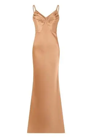 Elisabetta Franchi No-long V-neck Maxi Dress With Thin Straps