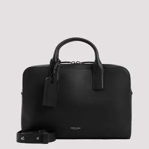 Giorgio Armani S Leather Briefcase Handbag, 39cm X 28cm X 7cm - Black