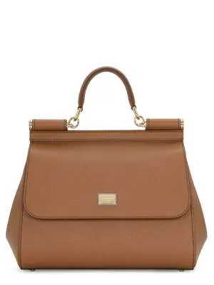 Dolce & Gabbana Sicily Large Leather Handbag 21cm X 26cm X 12cm - Brown