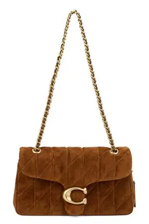 COACH Tabby Mini Suede Shoulder Handbag With Chain Strap