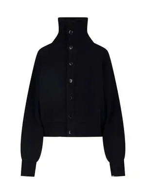 Extreme Cashmere High-neck Button-front Cashmere Cardigan
