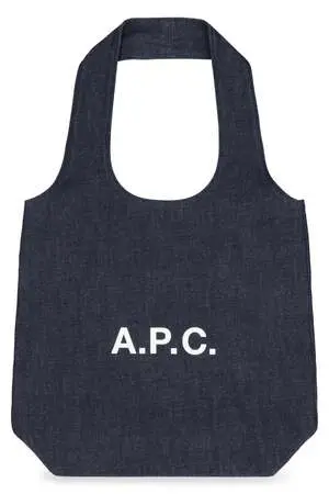 A.p.c. Mini Tote Handbag Ninon With Logo - Denim