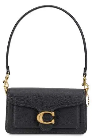 COACH Tabby Mini Leather Shoulder Bag With Logo Front Closure