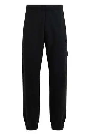Stone Island Soft Cotton Sports Pants With Elastic Waist And Ankle Cuffs - Black