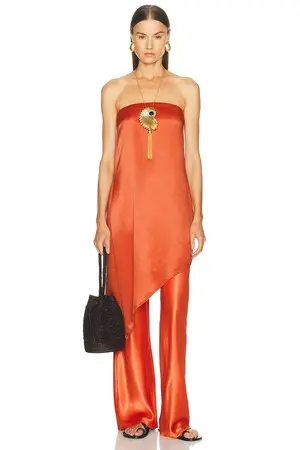 SRG Raven Asymmetrical Strapless Top - Chili